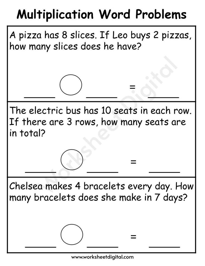 Multiplication Word Problems PDF, Word Problems Worksheet for 1st Grade ...