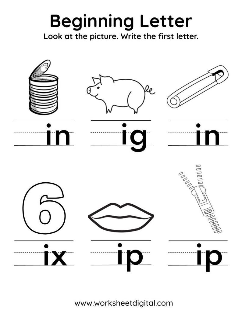 CVC Words Worksheets: Missing Letter Printable (PDF) - Etsy
