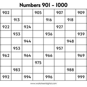 Missing Numbers Chart 1-1000: Homeschool Printable (digital Download ...