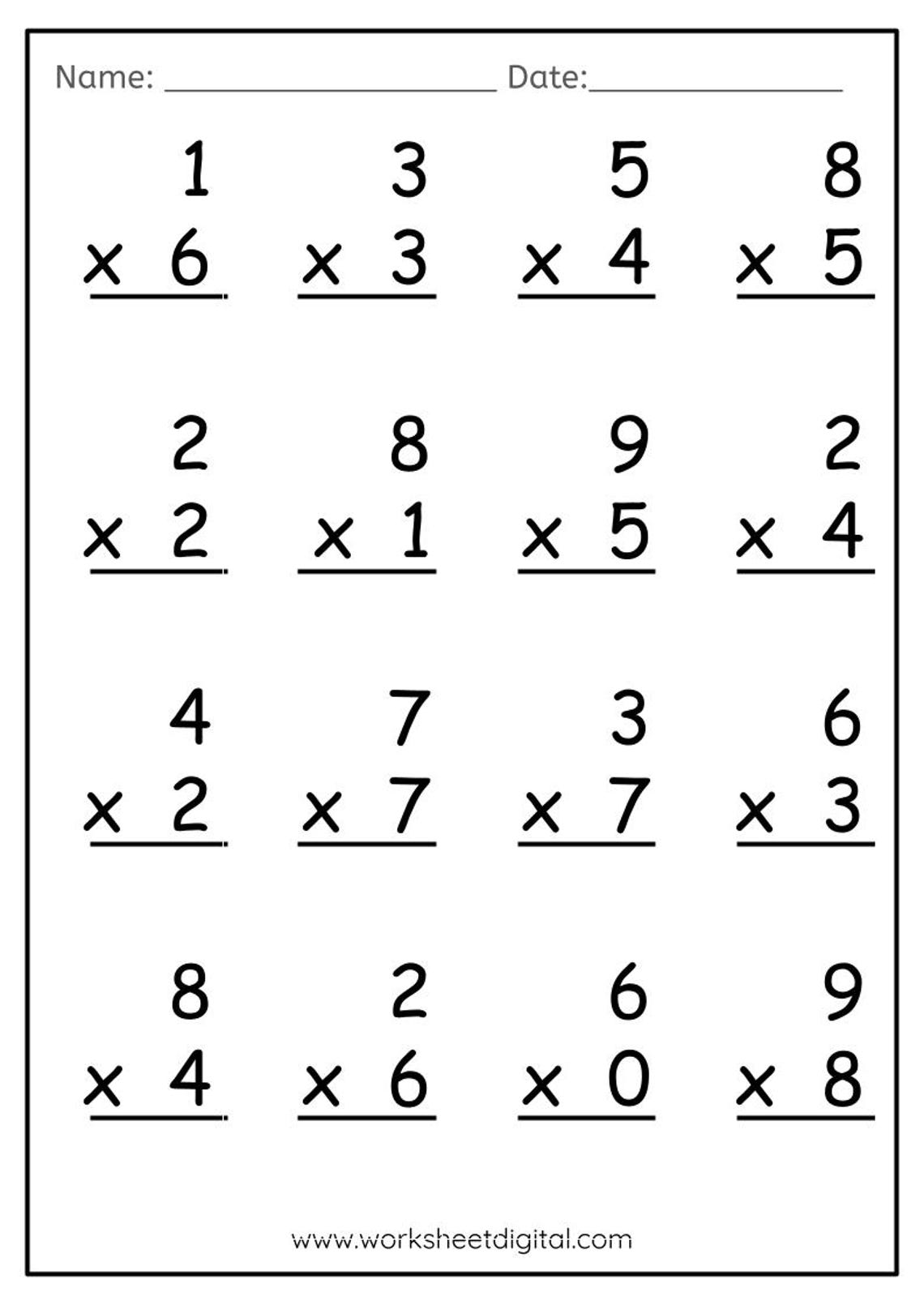 Printable Multiplication Worksheets: Single Digit Math Drills (PDF) - Etsy