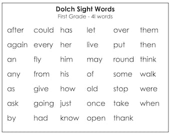 Printable Dolch Kindergarten Sight Words Flashcards 52 Cards, Child ...