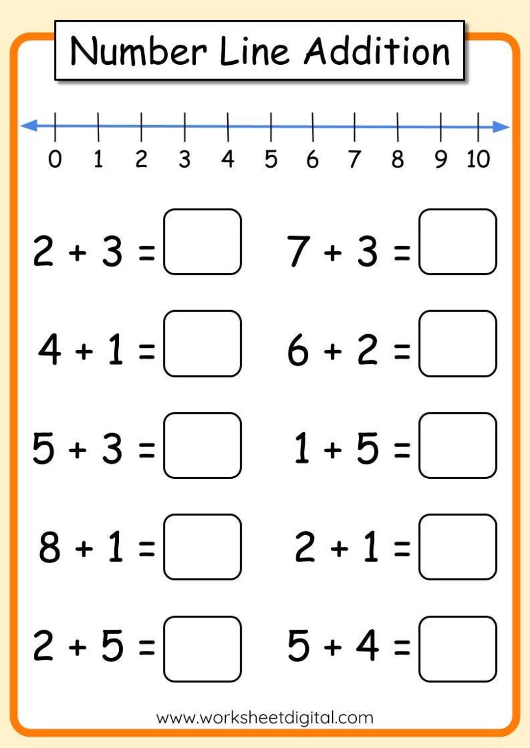 Number Line Addition Worksheet: Grade 1-2 Practice (PDF) - Etsy