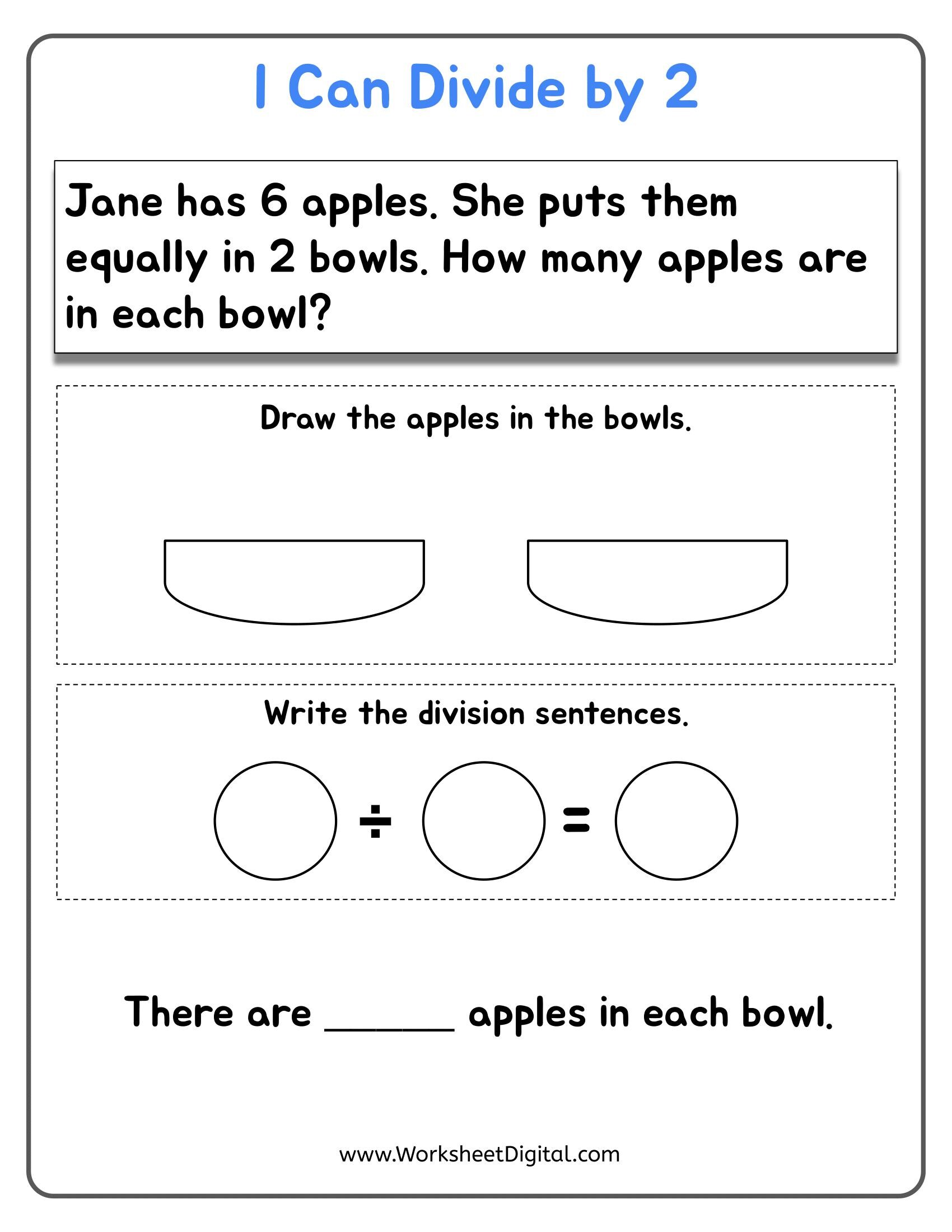 Divide by 2 Worksheet: Math Division Practice (digital Download) - Etsy