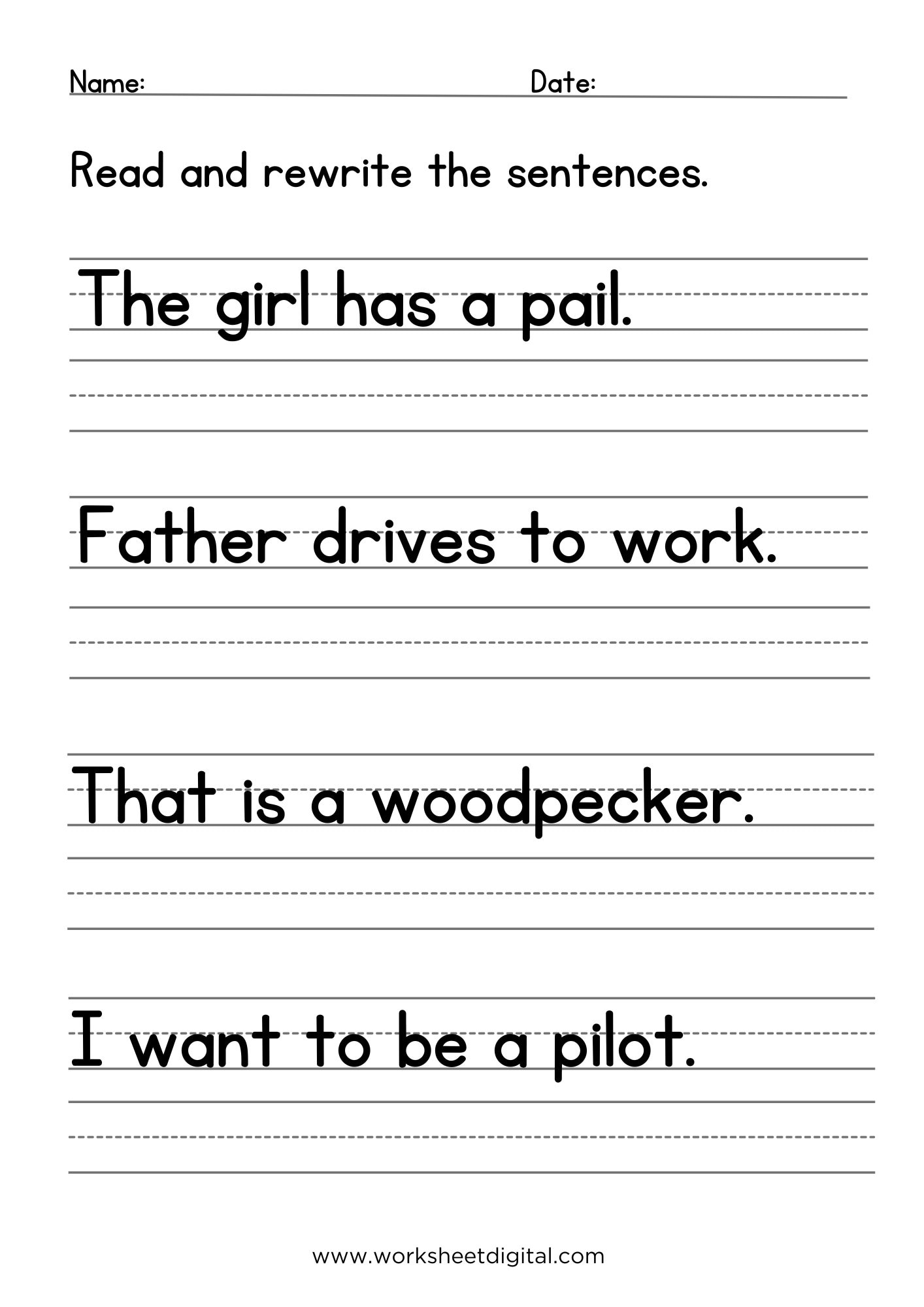 120 Sentence Writing Practice Worksheets, Printable Writing Sentences ...