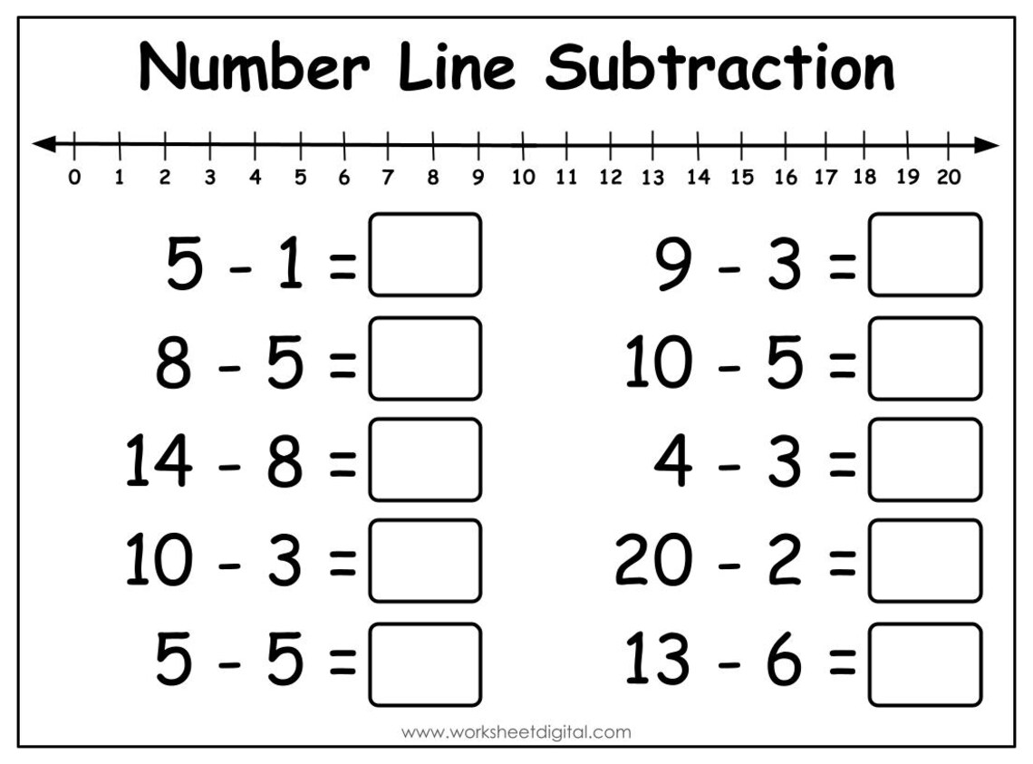 100 Subtraction Worksheets, Number Line Subtraction for First Grade ...