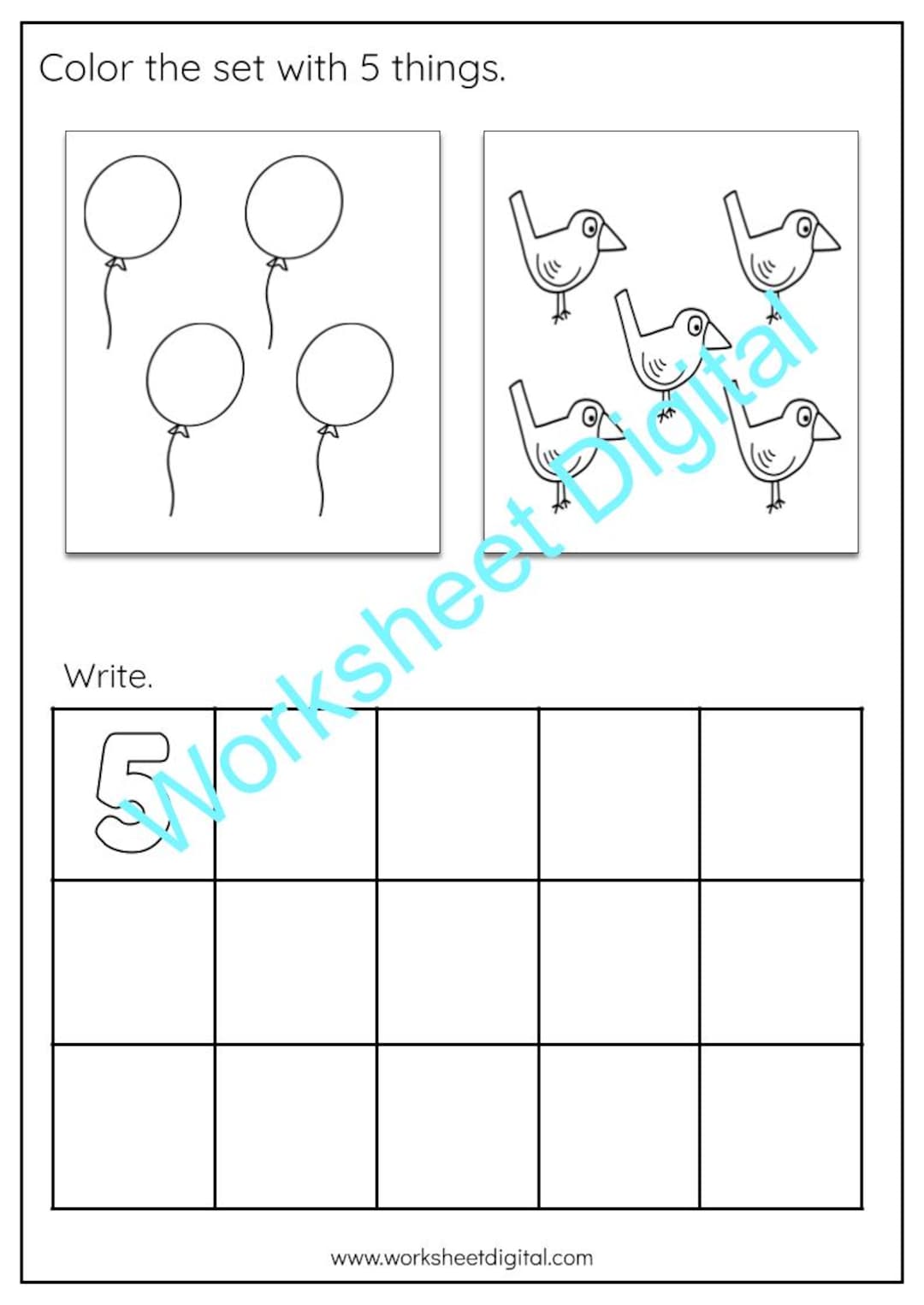 Numbers 1-5 Tracing Worksheets: Preschool Counting Practice (PDF ...