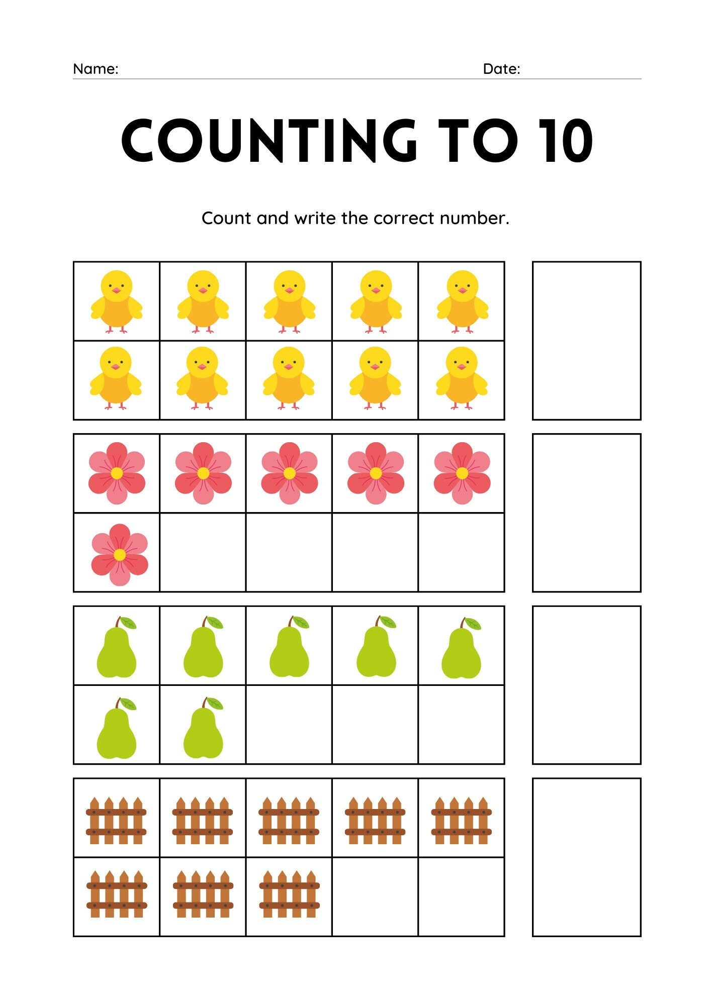 Back to School Counting to 10, Count and Color, Kindergarten Worksheet ...