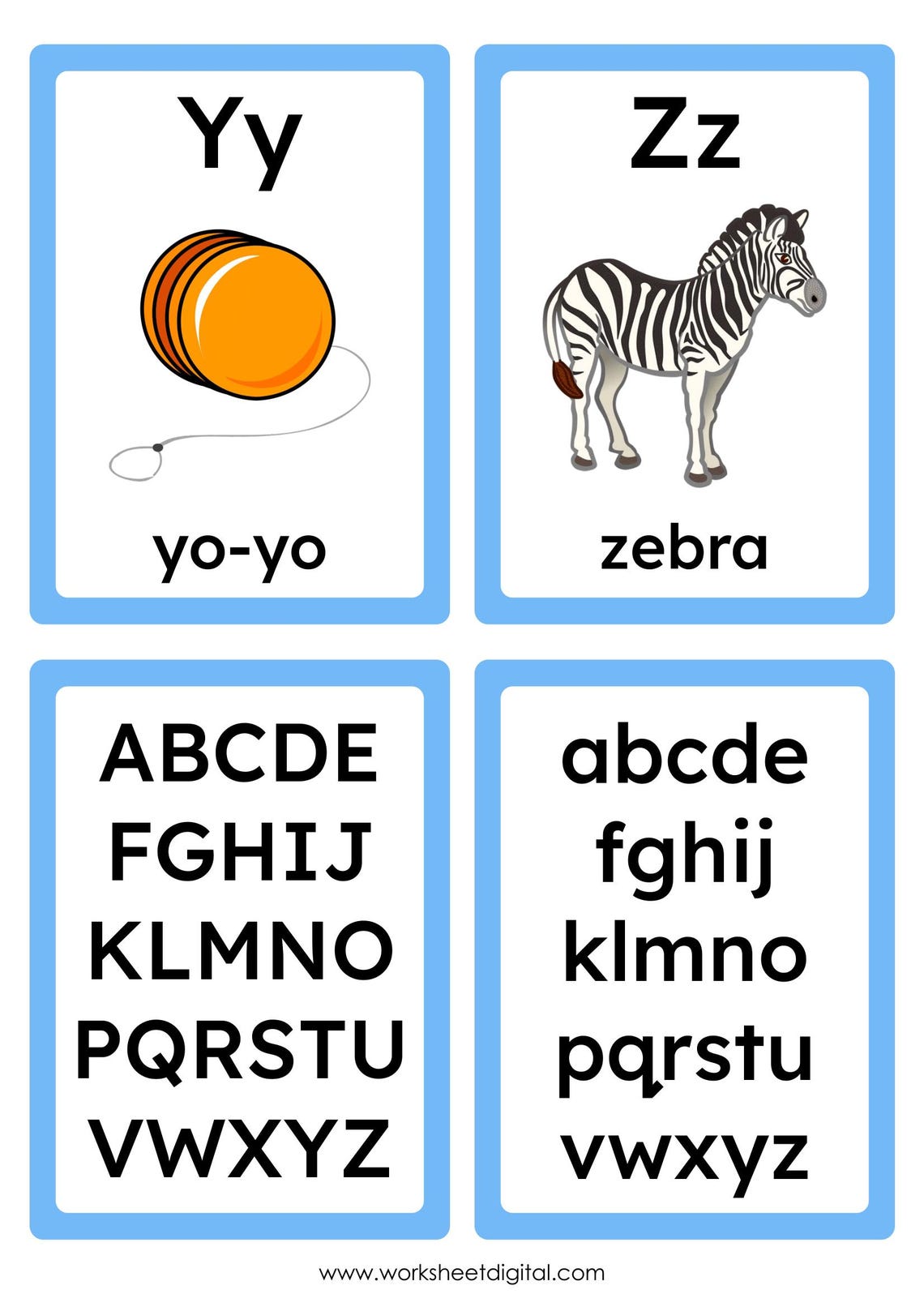 26 Printable Alphabet Flash Cards, ABC Printable Picture Flashcards for ...