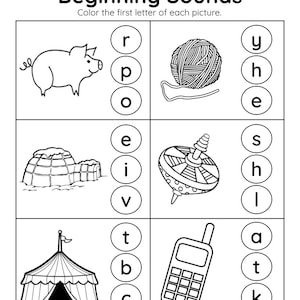 Beginning Sounds Printable Worksheets: Kindergarten Homework (digital ...