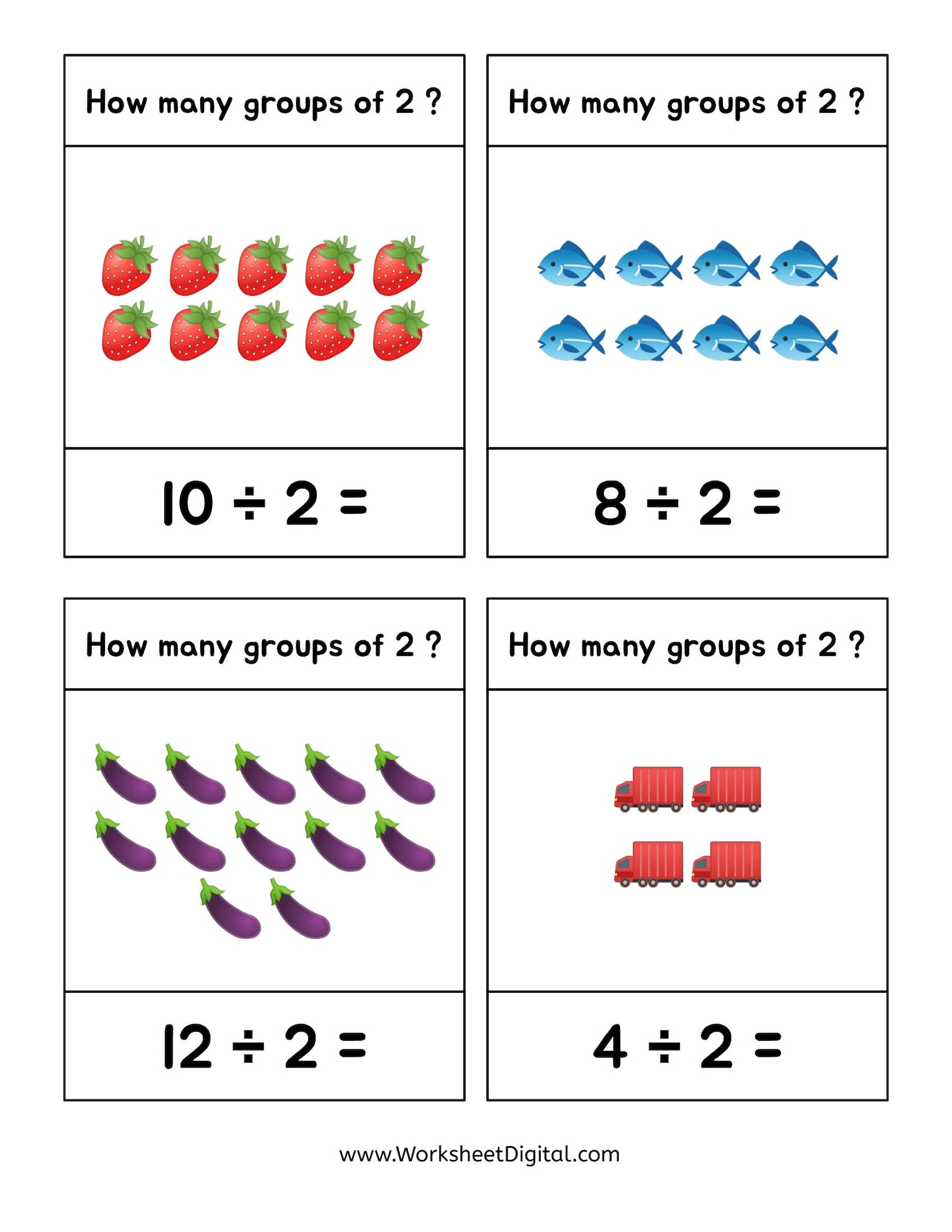 Divide by 2 Worksheet: Math Division Practice (digital Download) - Etsy