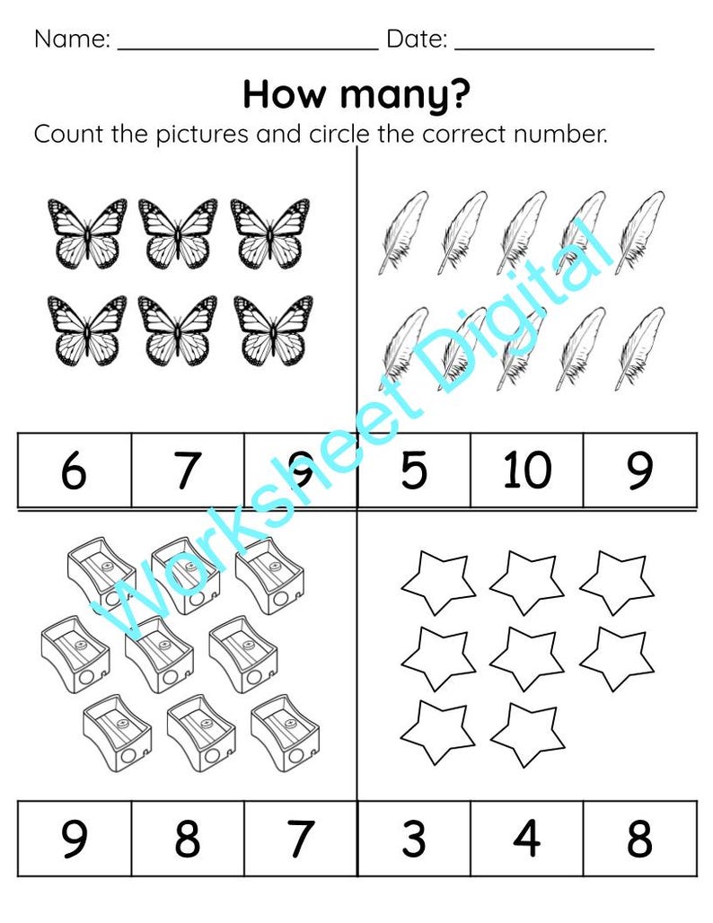 Counting to 10 Back to School, Count and Circle the Number ...