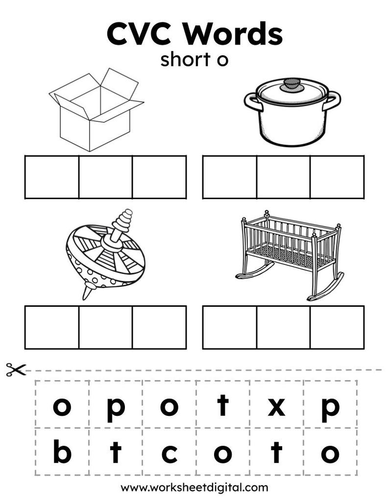 CVC Words Worksheets, Cut and Paste the Cvc Letters, Worksheets, CVC ...