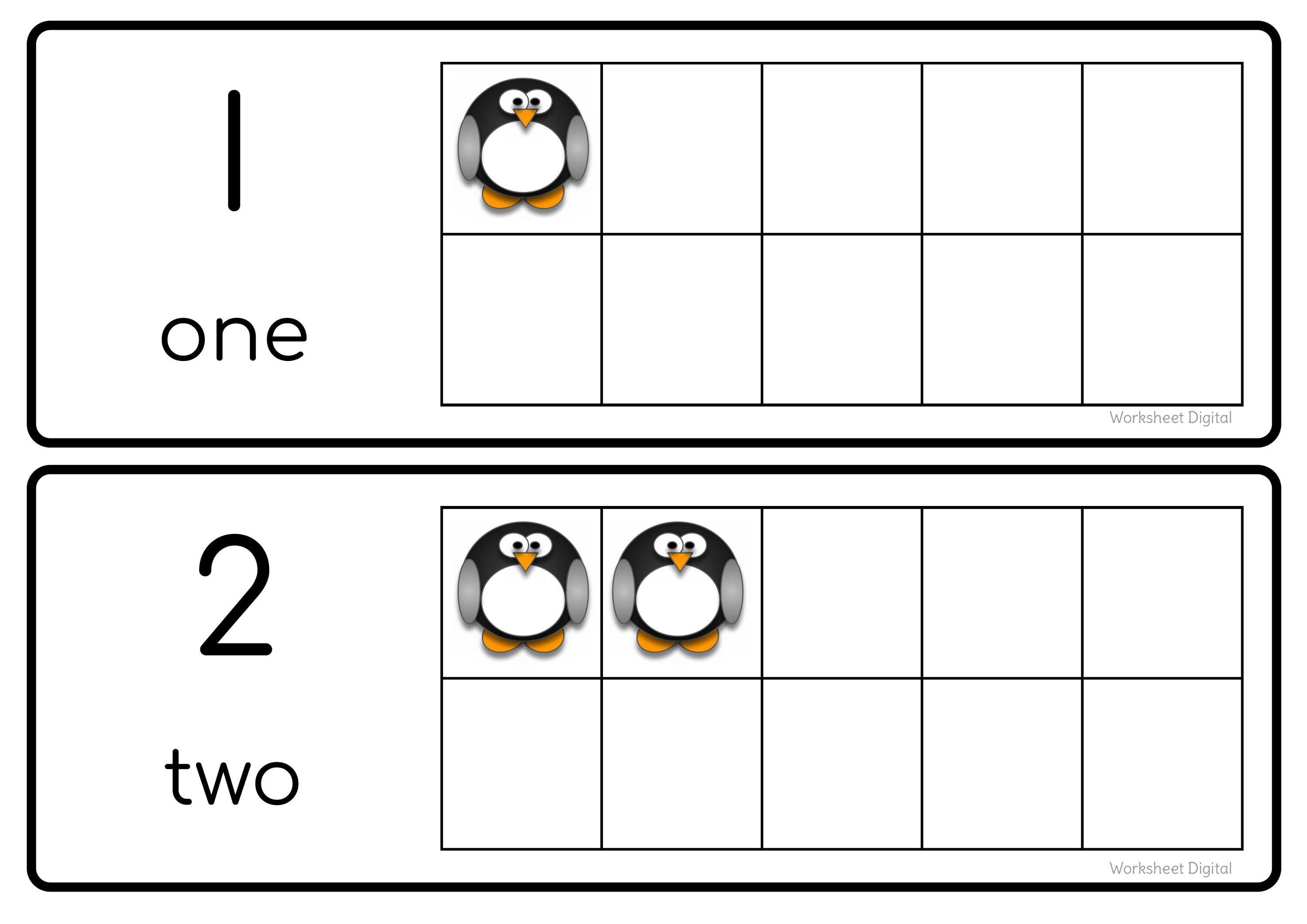 Penguin Ten Frames Worksheet: Learn to Count (PDF) - Etsy