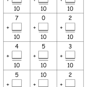 Back to School Printable Missing Addends Addition to 10 Math Worksheets ...