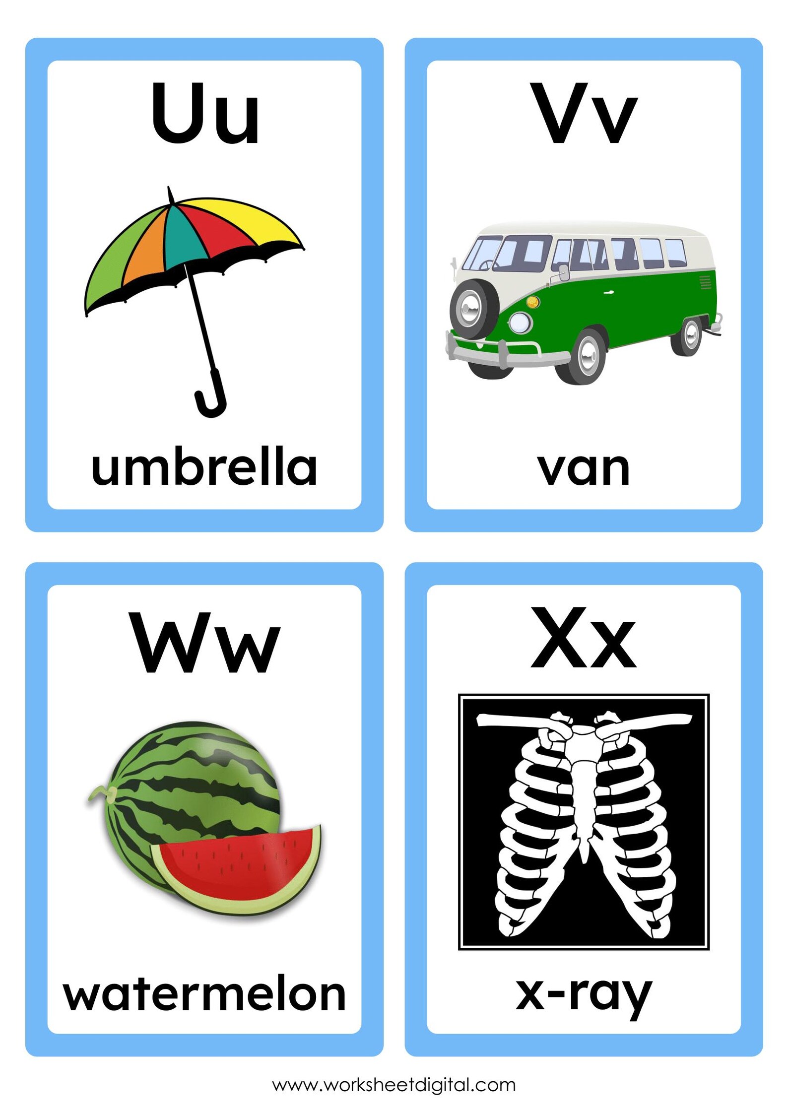 26 Printable Alphabet Flash Cards, ABC Printable Picture Flashcards for ...