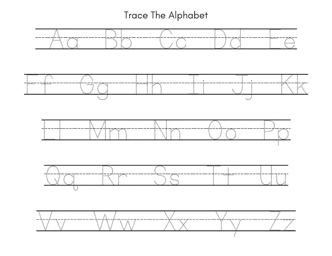 Alphabet Numbers Tracing Page, Handwriting Chart, Letter Tracing ...