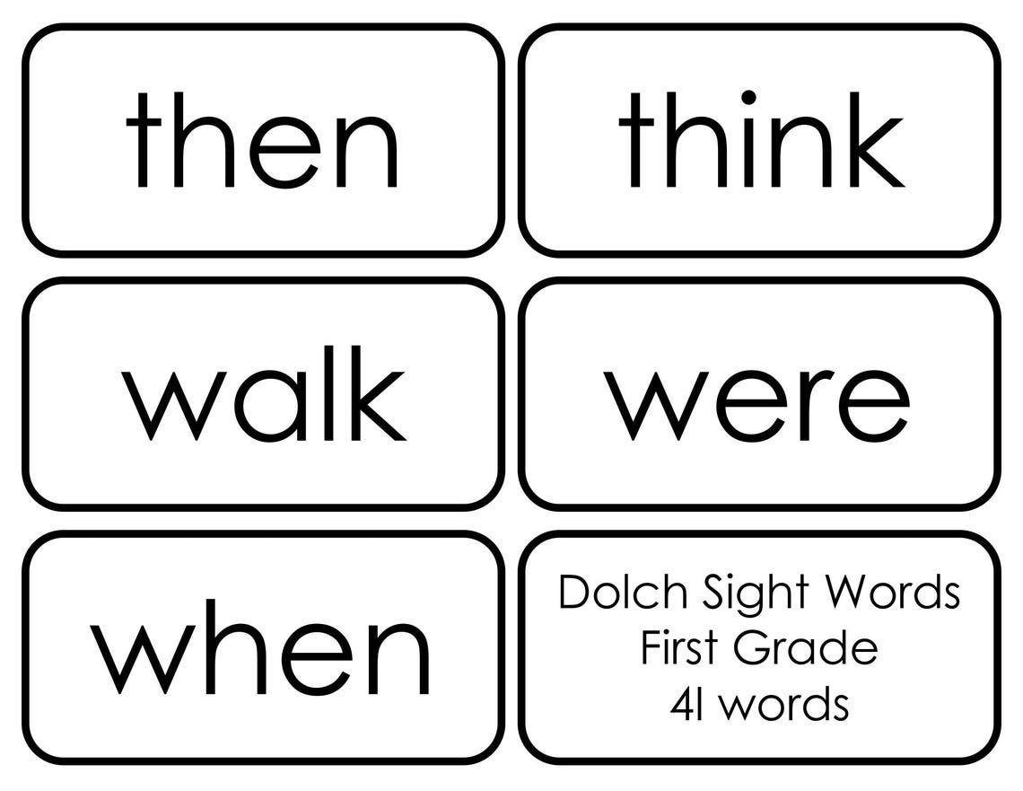 Printable Dolch First Grade Sight Words Flashcards 41 Cards, Child ...