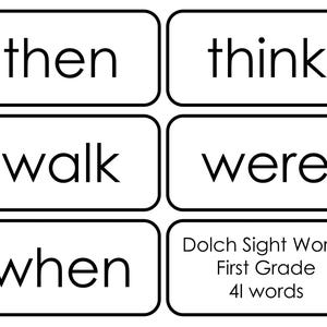Printable Dolch First Grade Sight Words Flashcards 41 Cards, Child ...