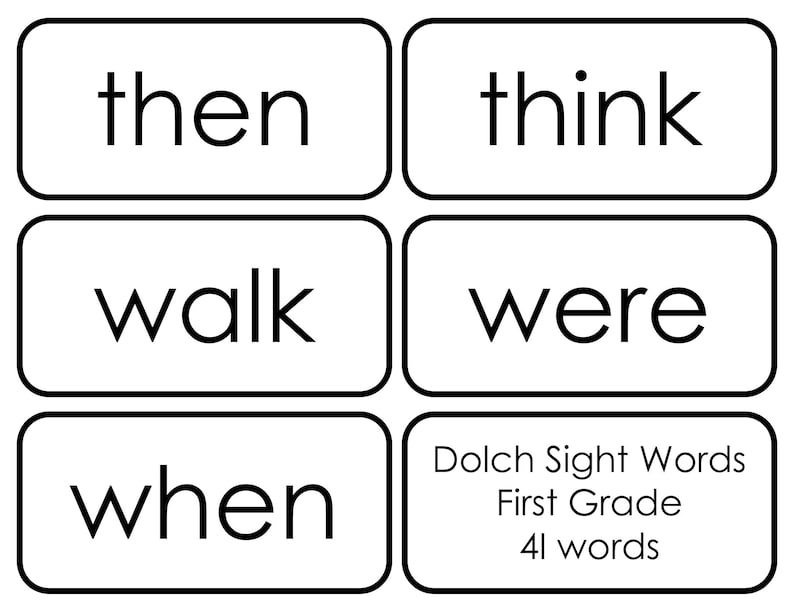 Printable Dolch First Grade Sight Words Flashcards 41 Cards, Child ...