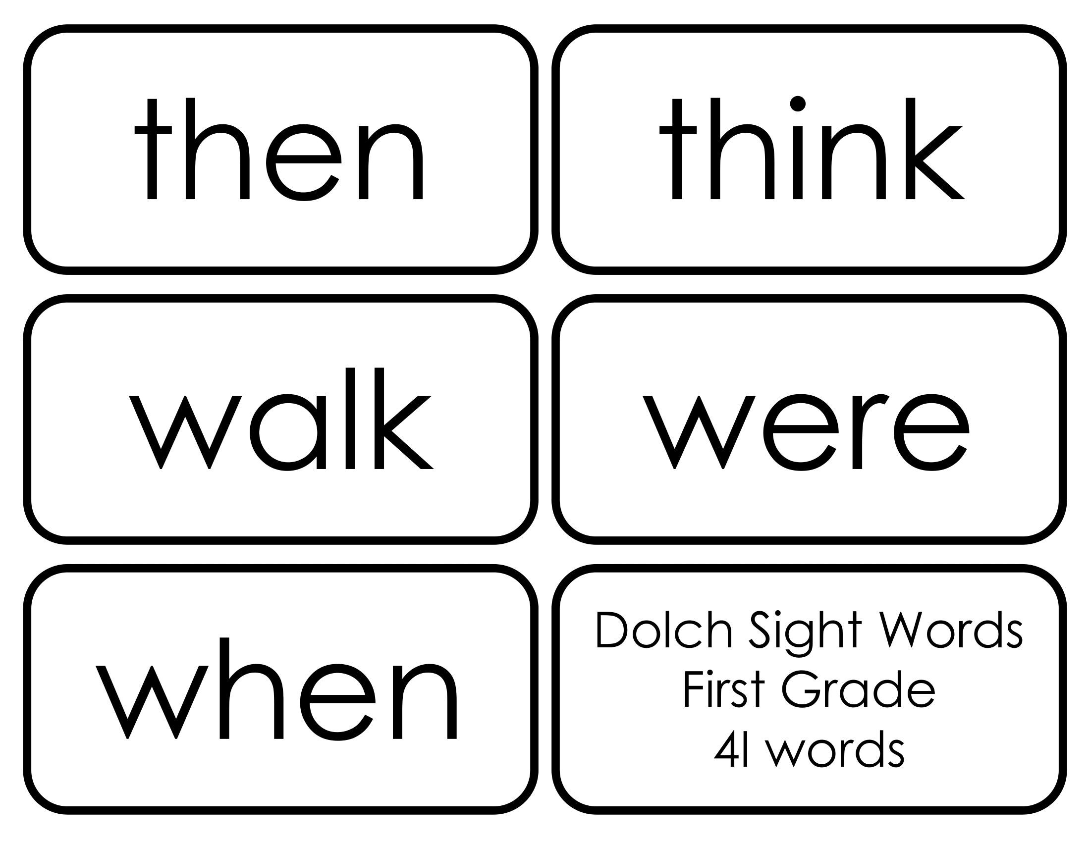 Printable Dolch First Grade Sight Words Flashcards 41 Cards, Child ...