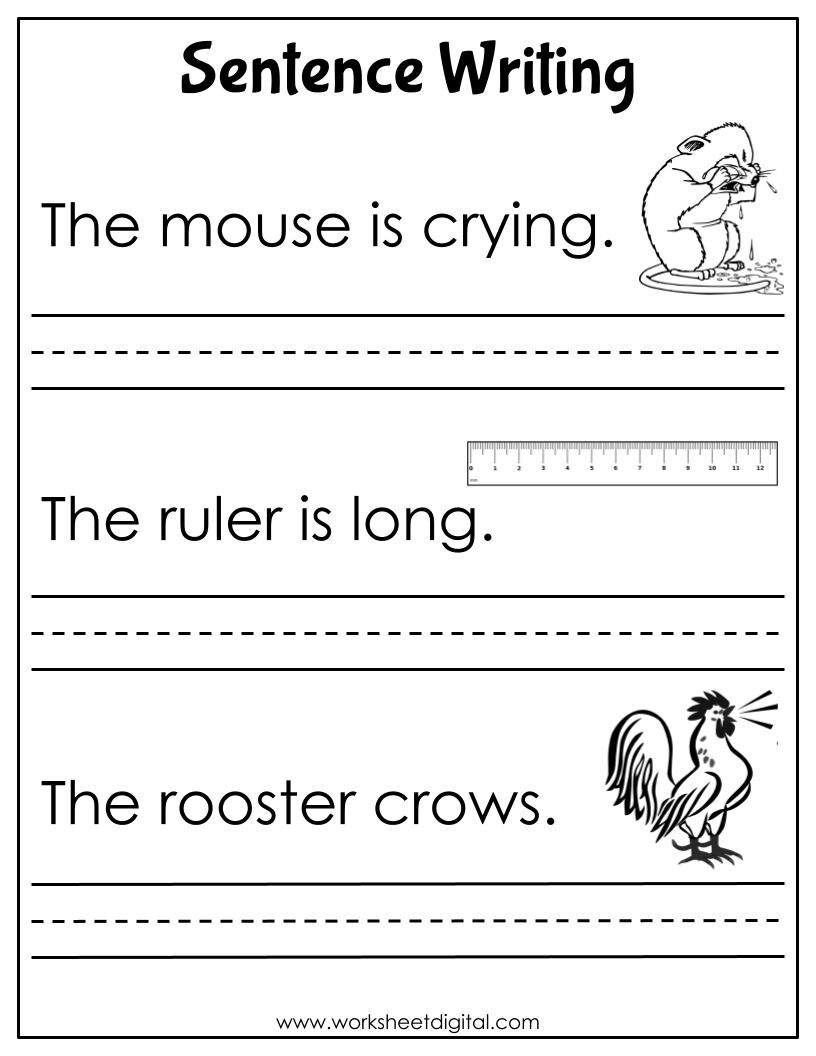 Sentence Writing Worksheets: Simple Sentences Activity (PDF Download ...