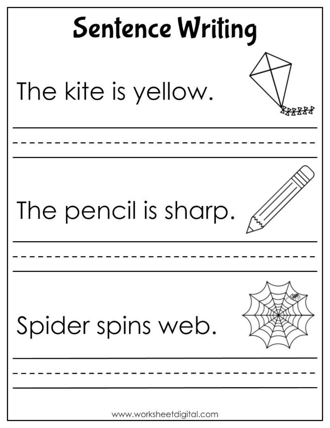 Sentence Writing Worksheets: Simple Sentences Activity (PDF Download ...