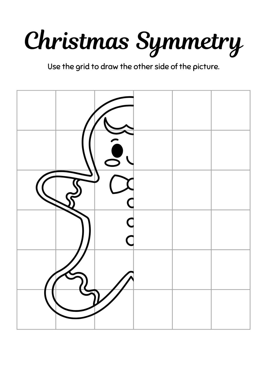 Christmas Symmetry Activity: Kids Coloring Pages (PDF Printable) - Etsy