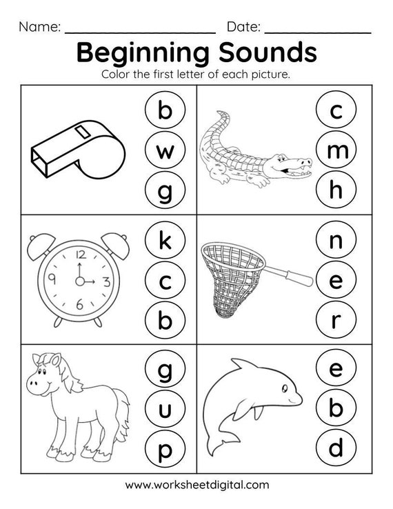 Initial Sounds Worksheets For Kindergarten