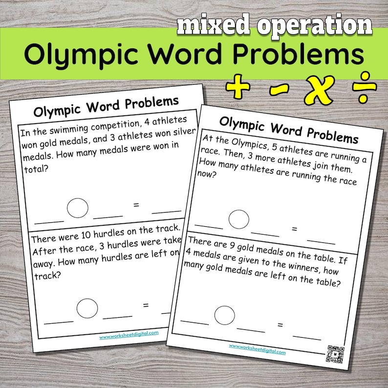 Olympic Games One Step Word Problems Mixed Operations PDF, Word ...
