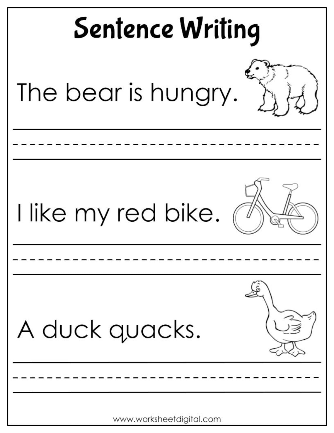 Sentence Writing Worksheets: Simple Sentences Activity (PDF Download ...