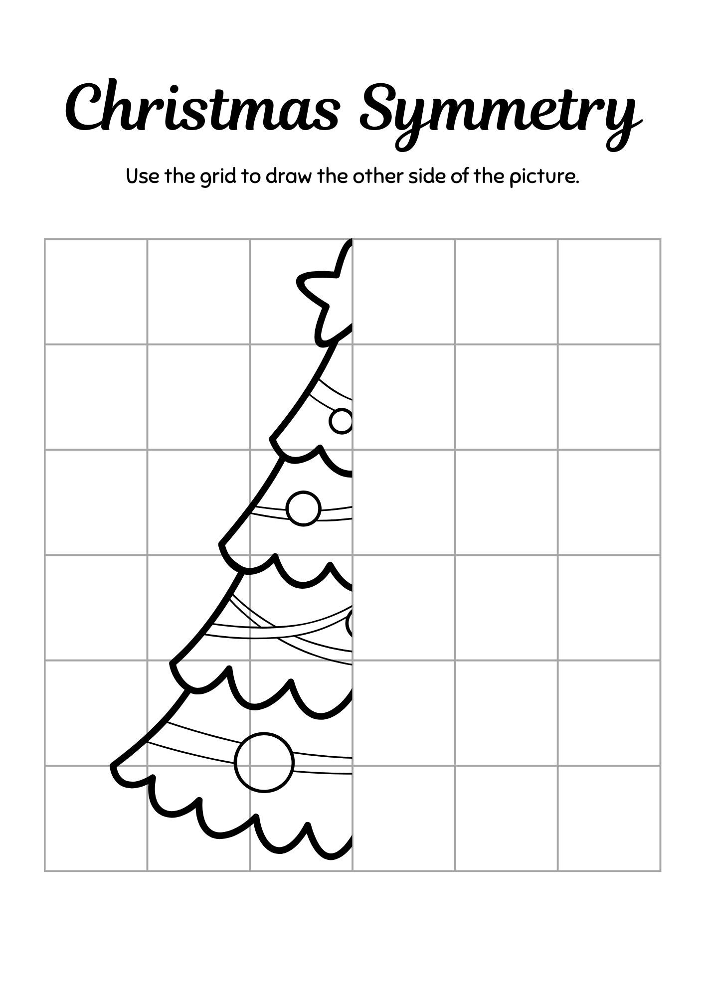 Christmas Symmetry Activity: Kids Coloring Pages (PDF Printable) - Etsy