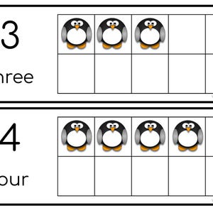 10 Printable Penguin Ten Frames 1 to 10 With Penguins and Blank Ten ...