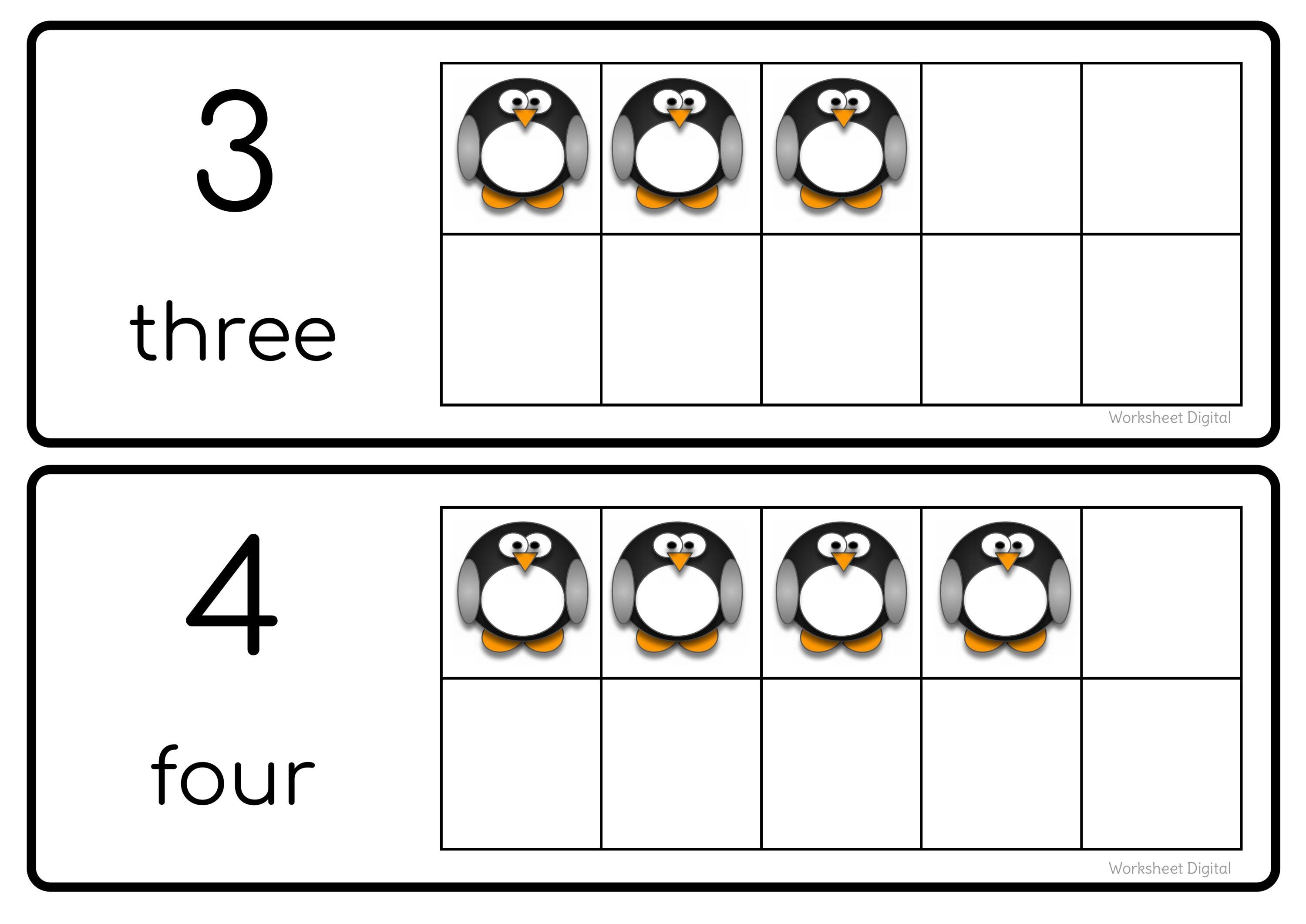 Penguin Ten Frames Worksheet: Learn to Count (PDF) - Etsy