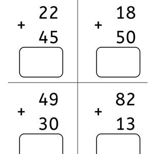 Printable Two Digit Addition No-regrouping Sums, Large Print, Grade 1 ...