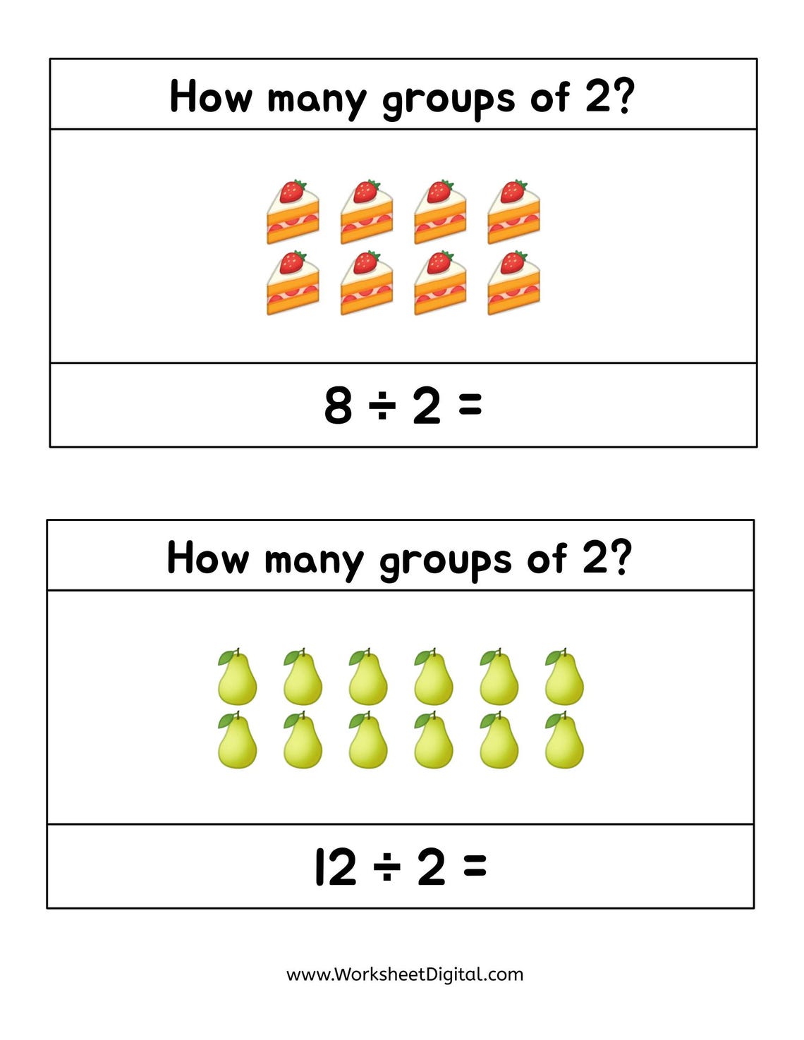 Divide by 2 Worksheet: Math Division Practice (digital Download) - Etsy