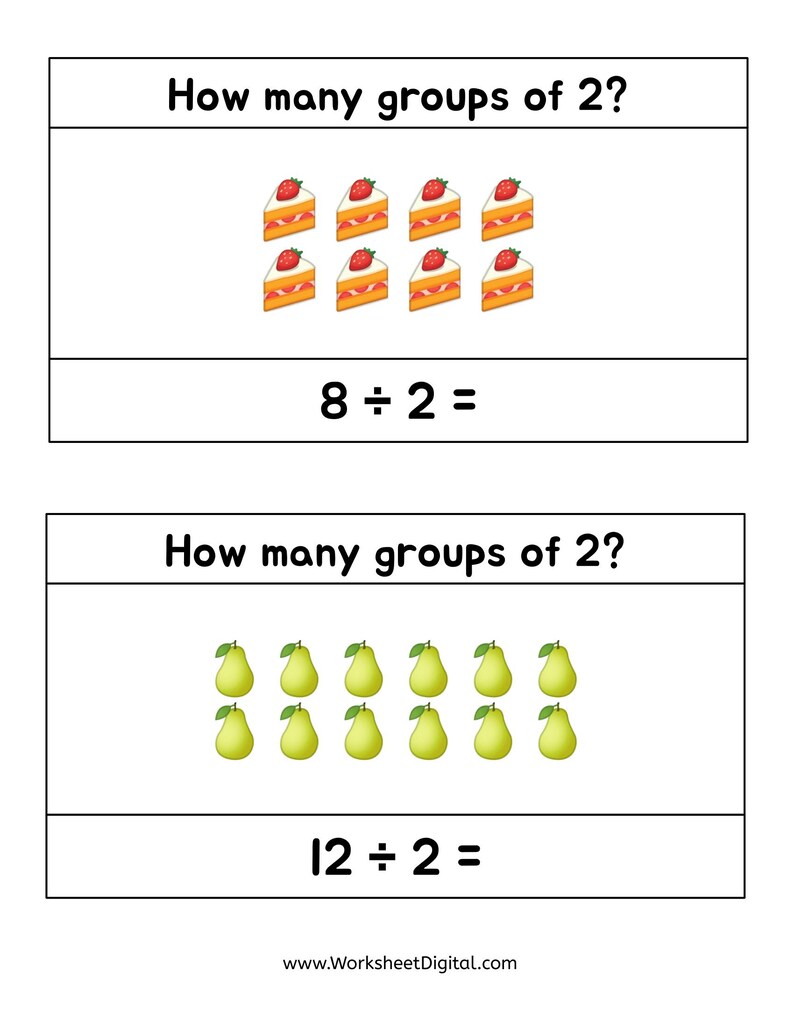 Divide by 2 Worksheet: Math Division Practice (digital Download) - Etsy