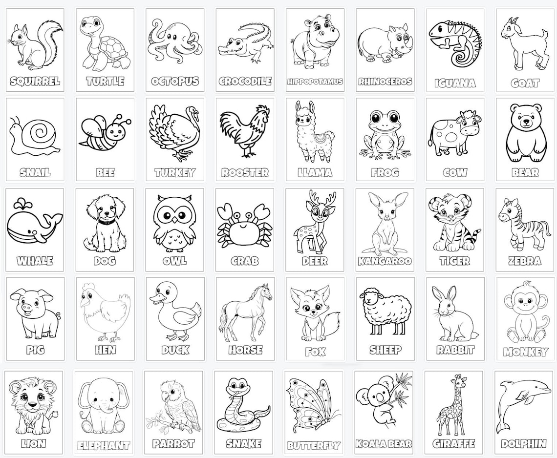 40 Cute Animals Printable Coloring Pages for Kids, Toddlers ...