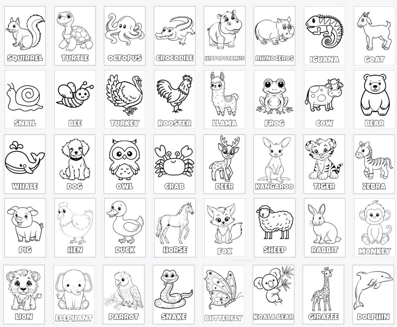 40 Cute Animals Printable Coloring Pages for Kids, Toddlers ...