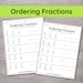 Ordering Fractions Math Printable Worksheets for Grade 3, Homework ...