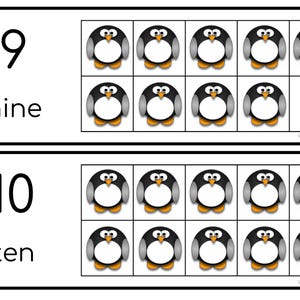 10 Printable Penguin Ten Frames 1 to 10 With Penguins and Blank Ten ...