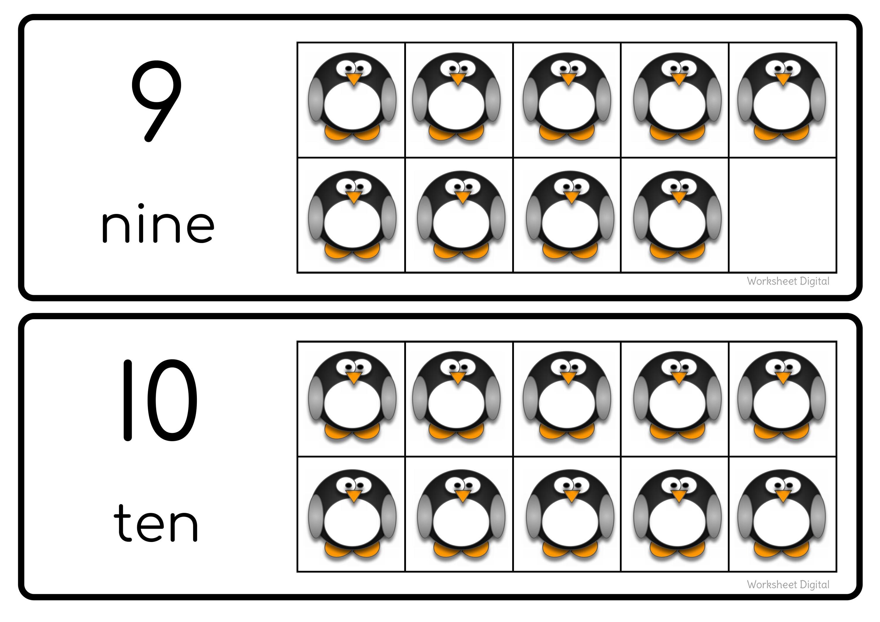 Penguin Ten Frames Worksheet: Learn to Count (PDF) - Etsy