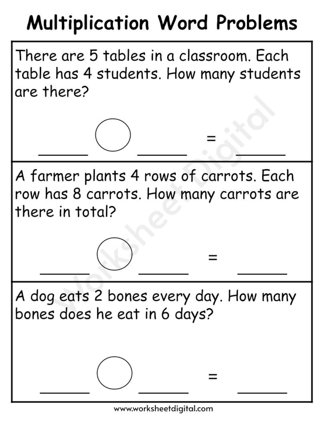 Multiplication Word Problems PDF, Word Problems Worksheet for 1st Grade ...