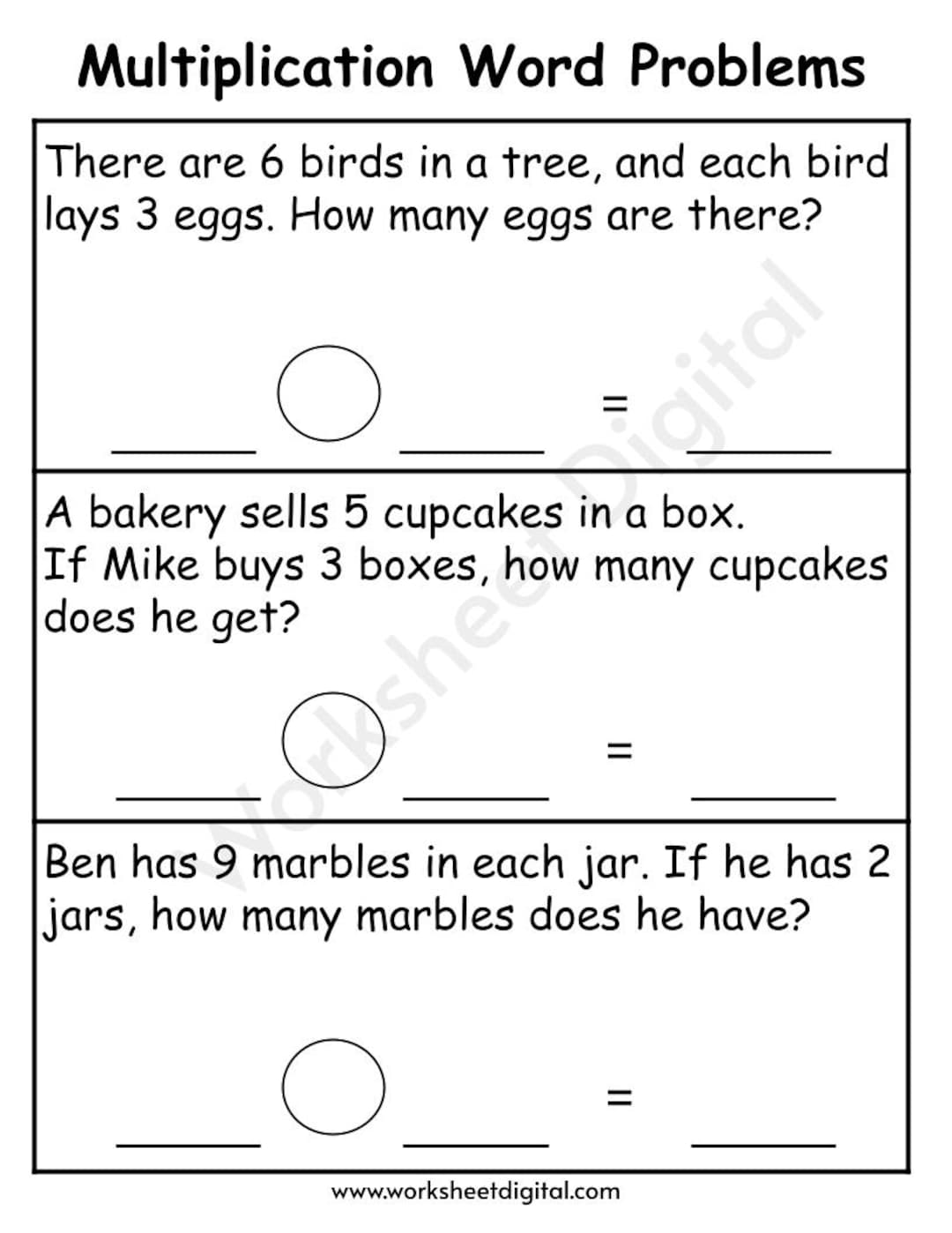 Multiplication Word Problems PDF, Word Problems Worksheet for 1st Grade ...