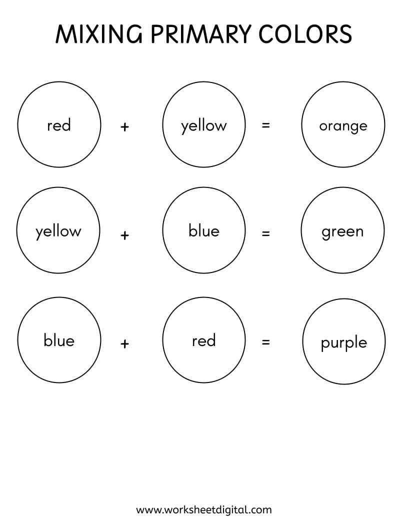 Color Mixing Worksheet: Primary Colors Chart, Educational Printable ...