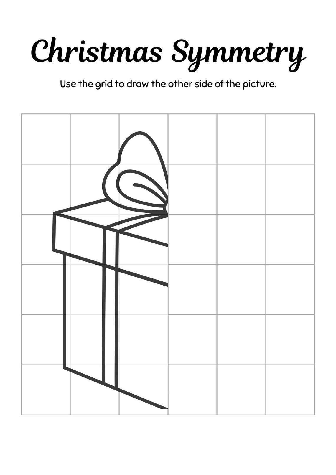 Christmas Symmetry Activity: Kids Coloring Pages (PDF Printable) - Etsy