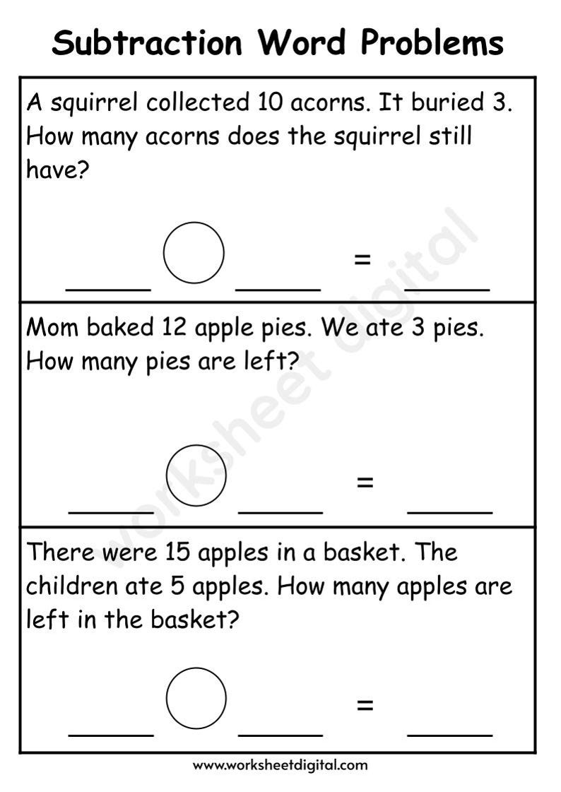 Autumn Word Problems Worksheet: 1st-2nd Grade Math (PDF) - Etsy