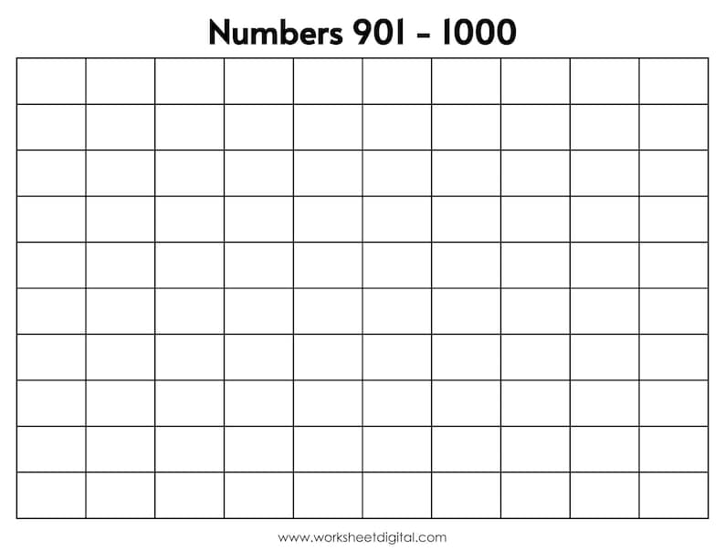 Missing Numbers Chart 1-1000: Homeschool Printable (digital Download ...