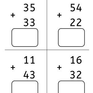 Printable Two Digit Addition No-regrouping Sums, Large Print, Grade 1 ...