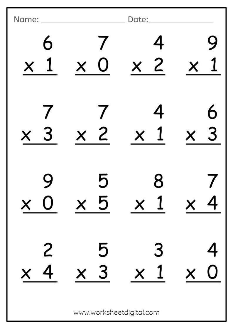 Printable Multiplication Worksheets: Single Digit Math Drills (PDF) - Etsy