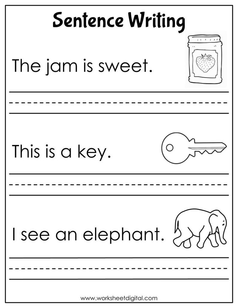 Sentence Writing Worksheets: Simple Sentences Activity (PDF Download ...